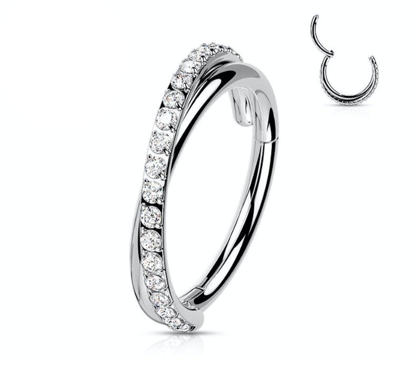 Piercing Hélix Argola X Clicker em Titânio Natural com Zircônias. - Eu ...