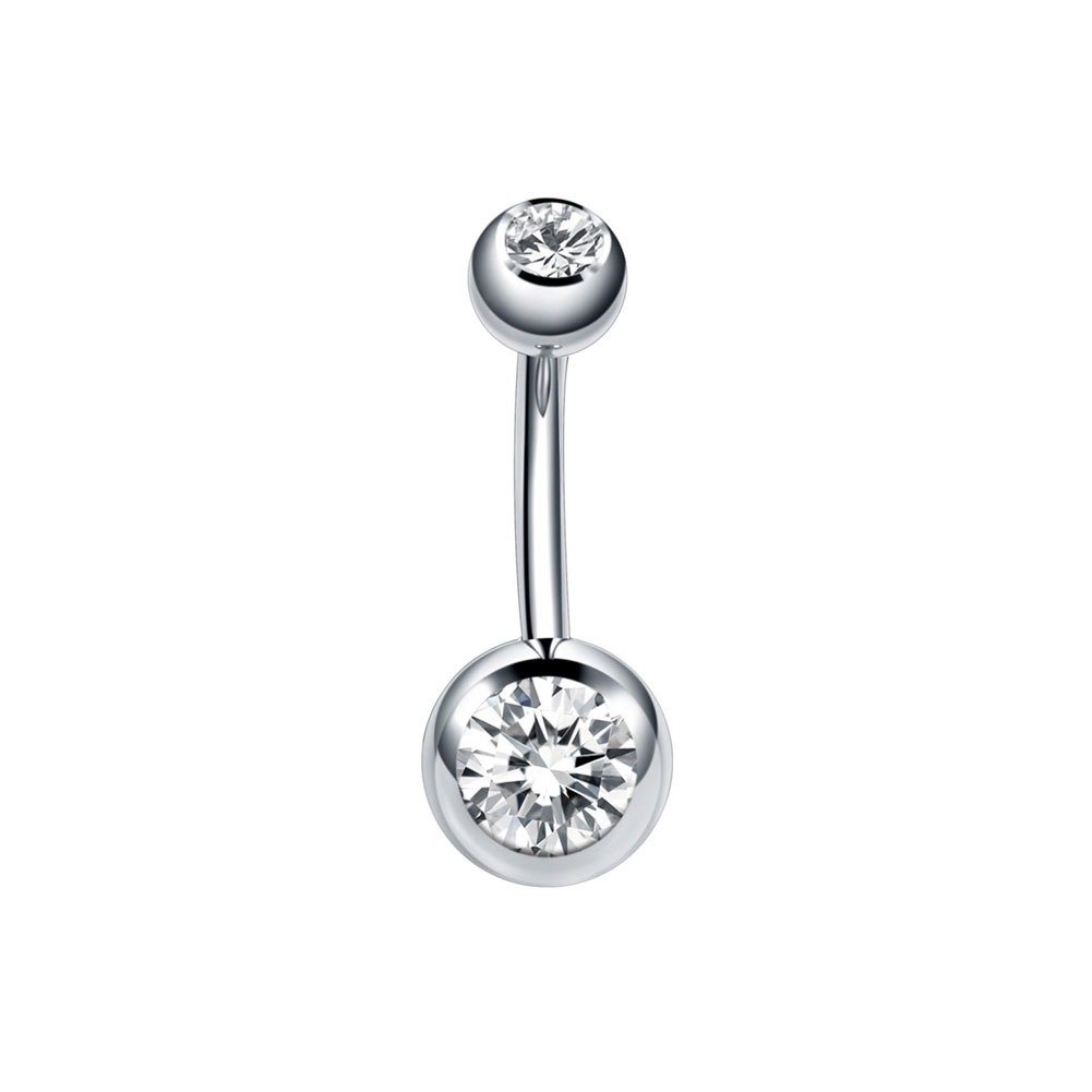 Piercing Umbigo Titânio Natural Com Zircônias - Eu Curto Acessórios